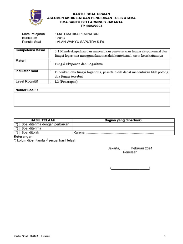 MTK P - Uraian 2024 Utama | PDF