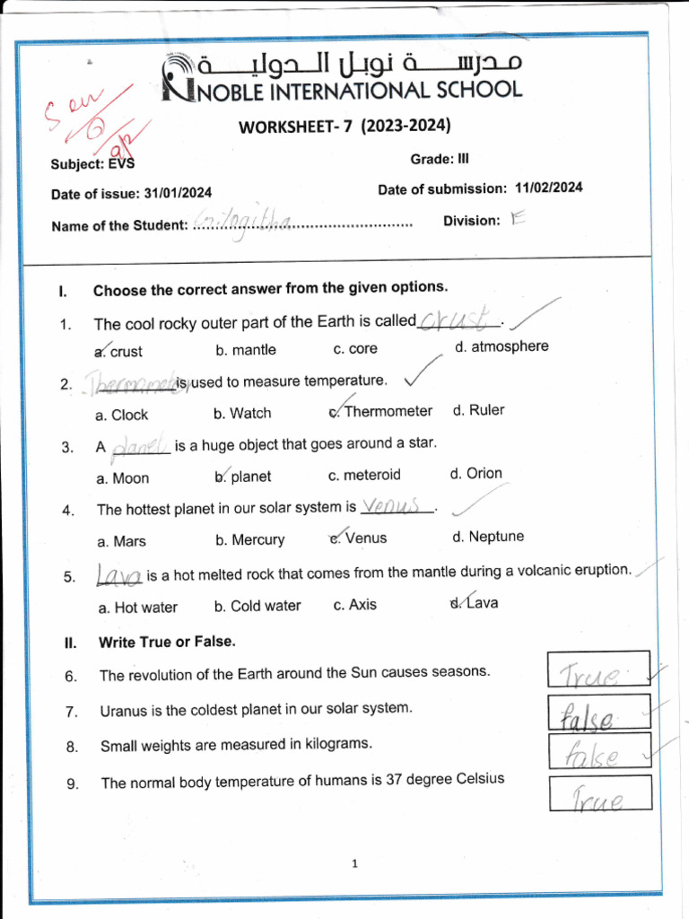 Evs - Grade 3 Yogitha | PDF