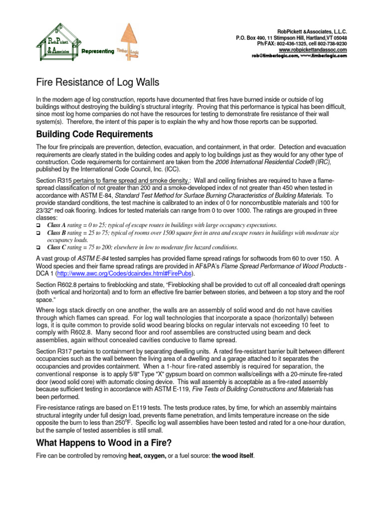 Fire Resistance Log Walls ICC | PDF
