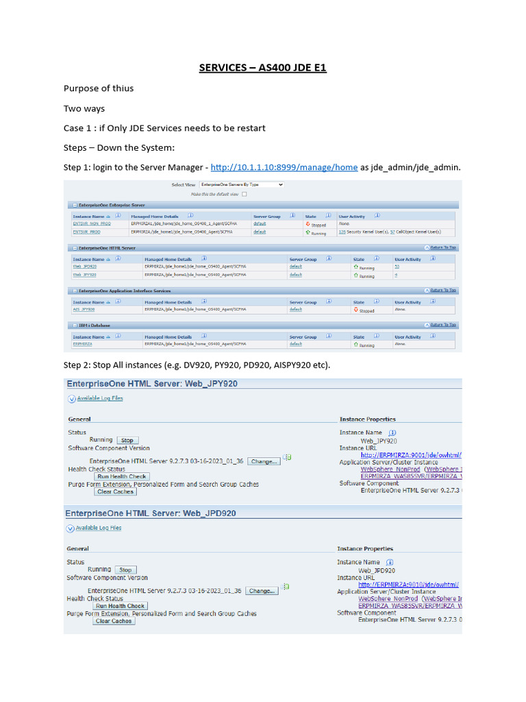 AS400 JDE E1 Service Management Guide | PDF