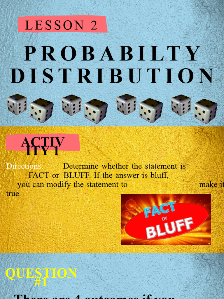 Lesson 2 Probability Distribution | PDF | Probability Distribution | Random Variable