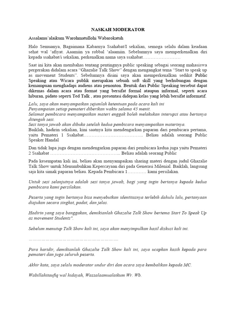 Naskah Moderator | PDF