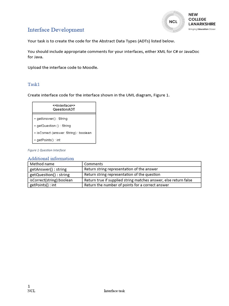 Task Interfaces Sample Pdf C Sharp Programming Language Class 