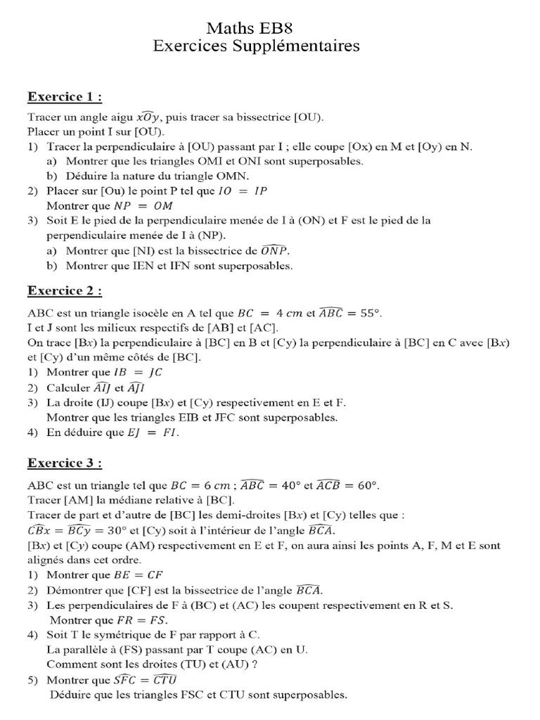 Triangles Superposables Fiche de Revision | PDF