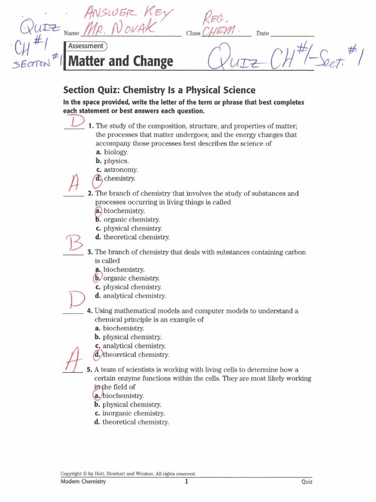 CH 1 - QUIZZES For Sections 1-2-3 ANSWERS KEY | PDF