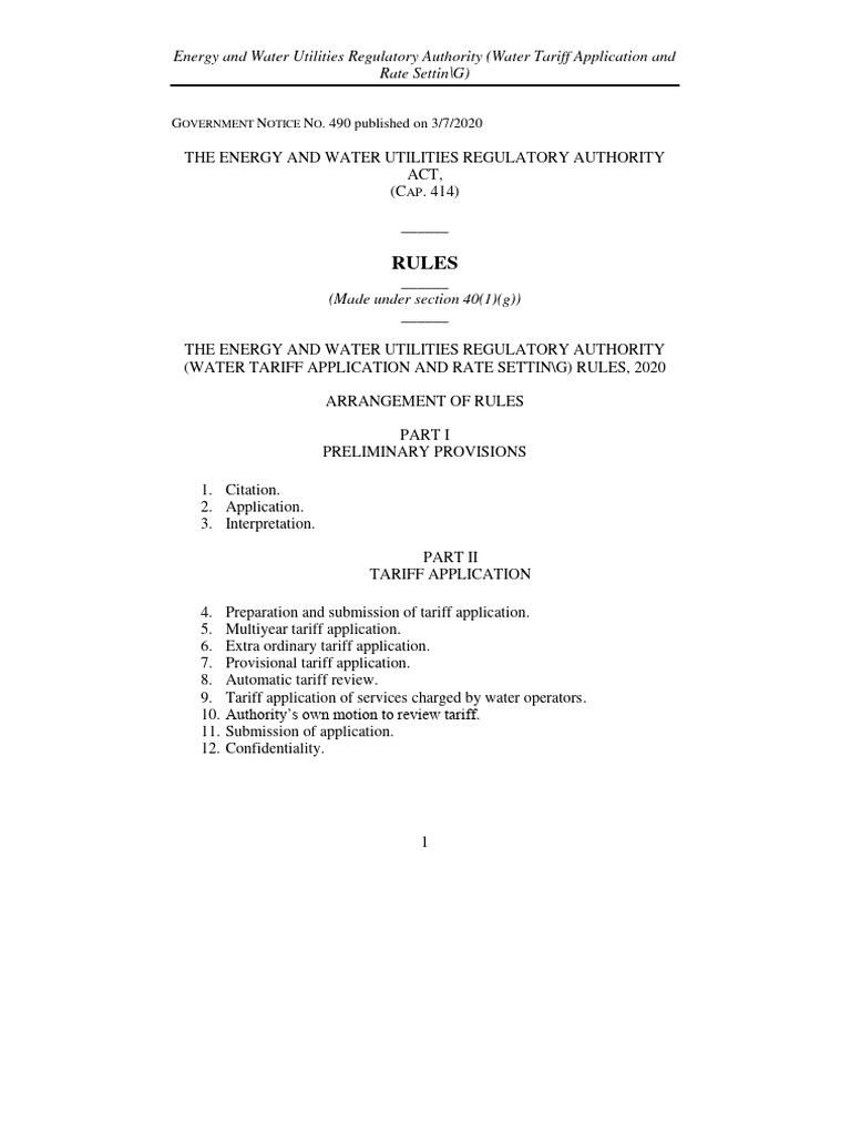 Water Tarrifs | PDF | Technology & Engineering