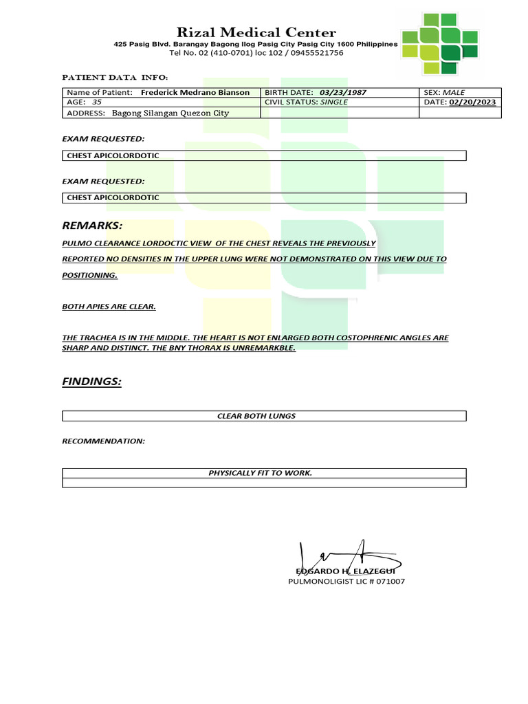 PULMO Frederick Medrano | PDF | Self-Improvement