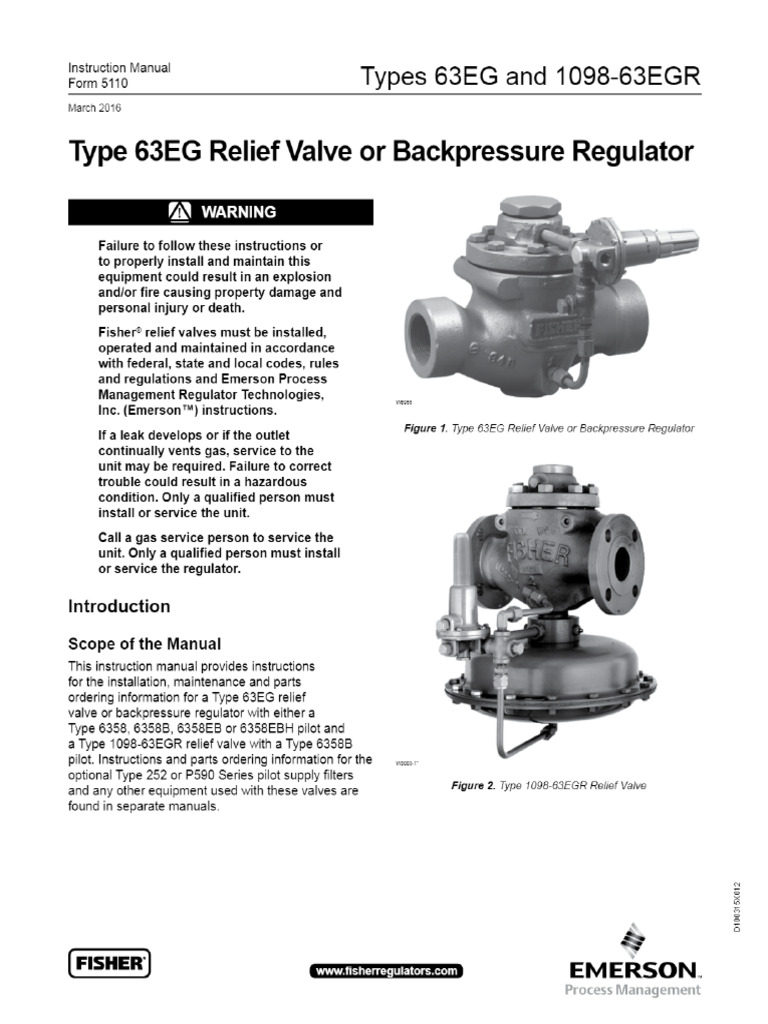 Fisher 63EG 1098-63EGR Relief Valve or Backpressure Regulator | PDF