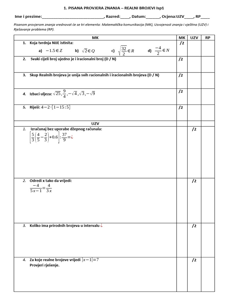 1 Ispit Brojeviisp1 2 | PDF