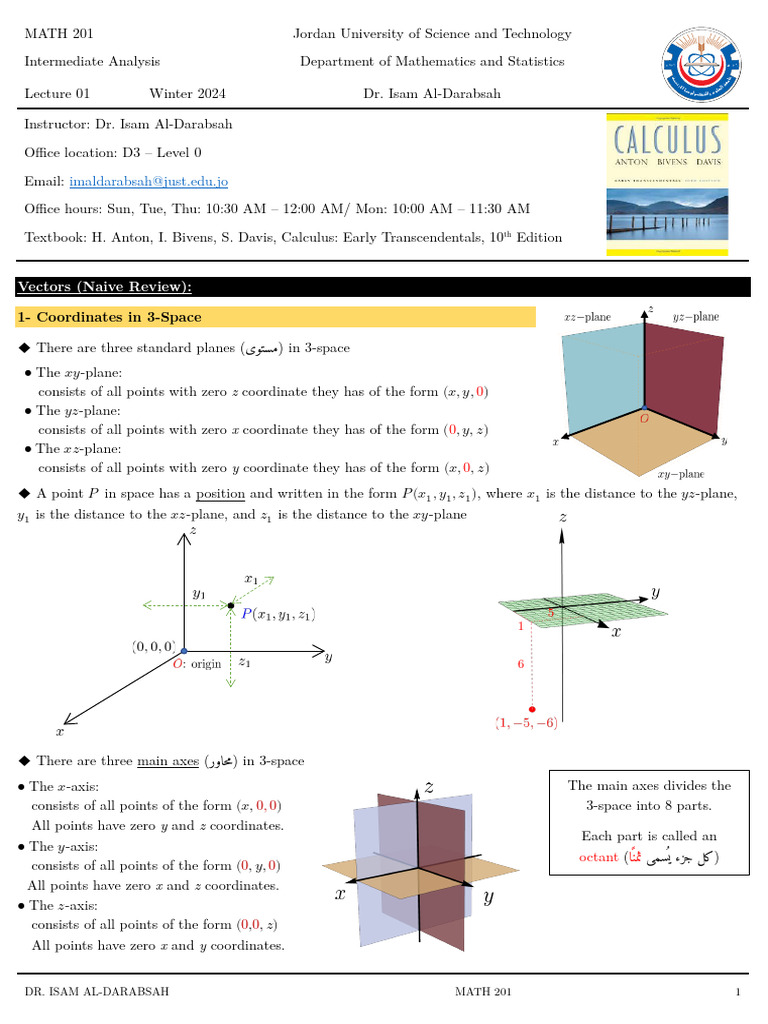 STT MATH201 Lecture 01 | PDF | Norm (Mathematics) | Vector Space