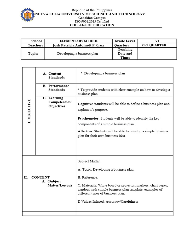 Detailed Lesson Plan Mathematics OBJ 10 1etonadis.1696631859326 2.wps | PDF