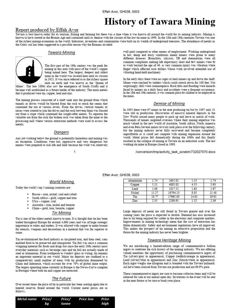 MINING | PDF | Mining | Tin