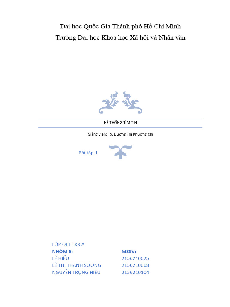 Bai1 Nhom6 HTTT | PDF