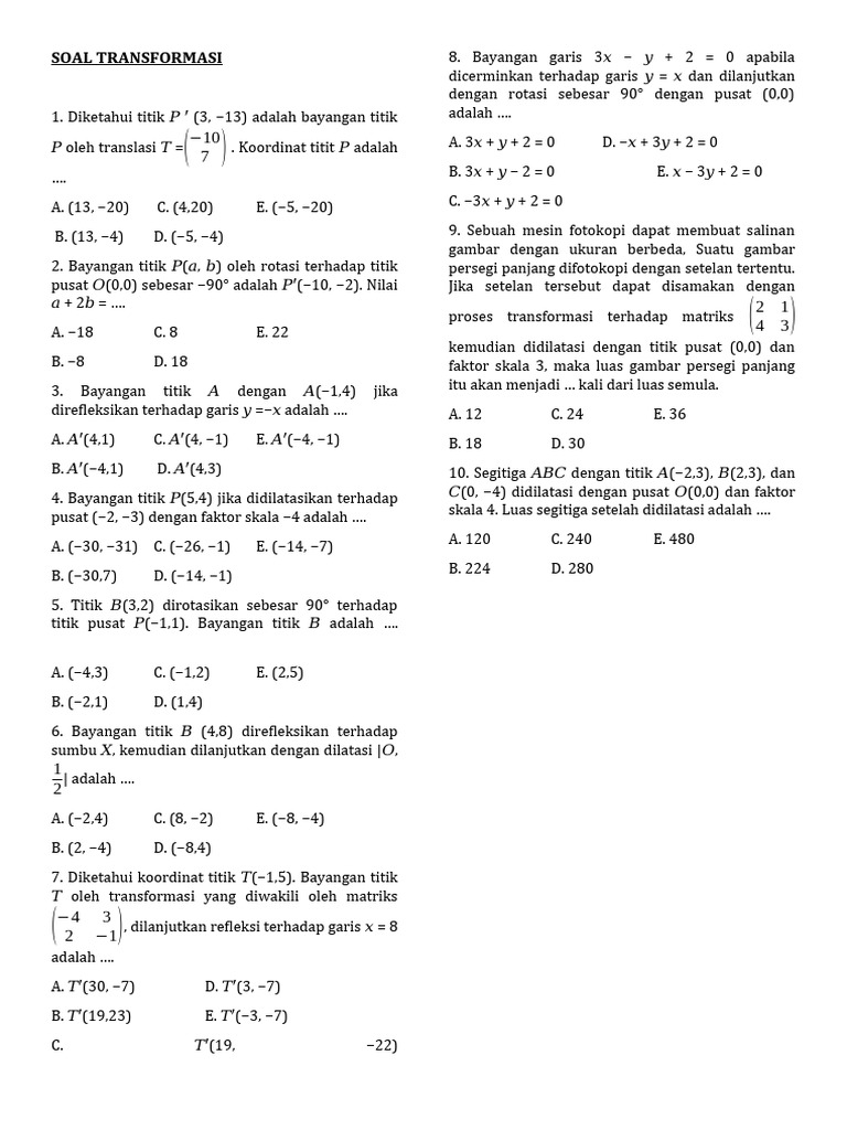 Soal Transformasi 1 | PDF