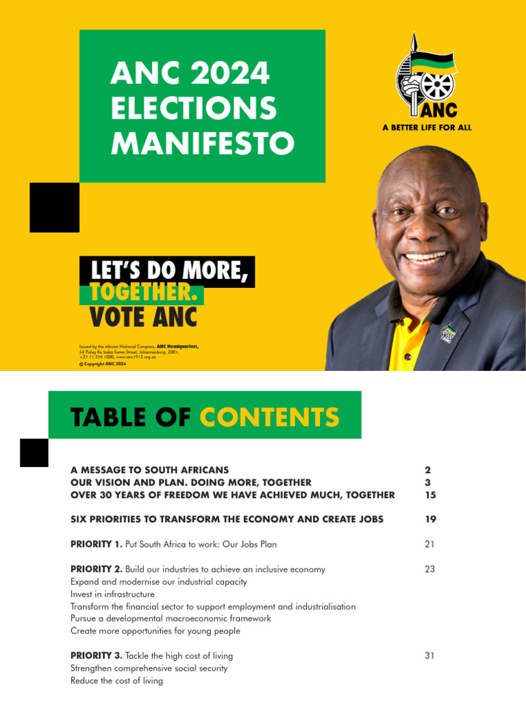 ANC 2024 Elections Manifesto | PDF
