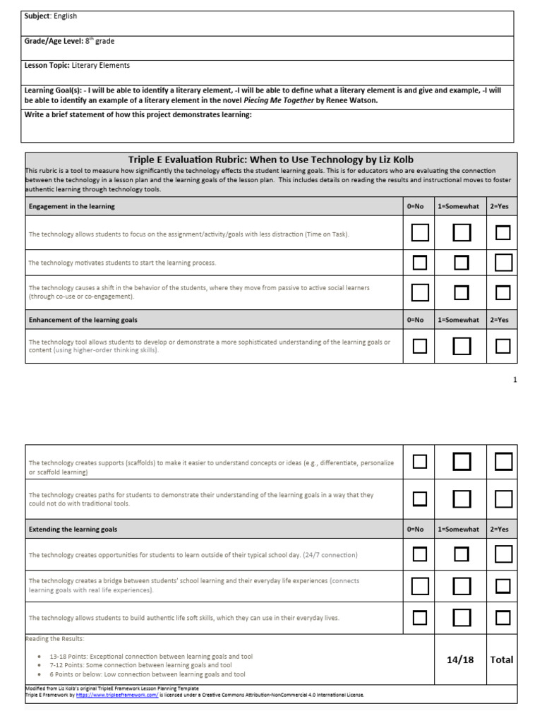 Triple E Technology Evaluation Rubric | PDF | Learning | Information