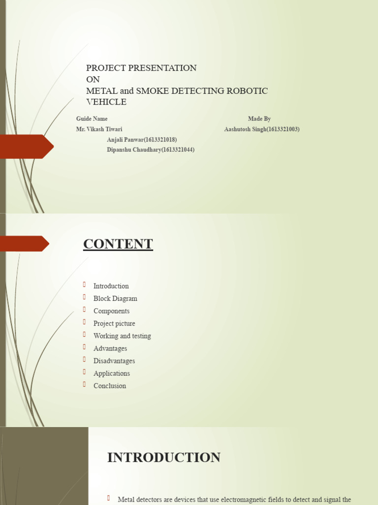 Project PPT Final Year | PDF | Electric Motor | Metal Detector