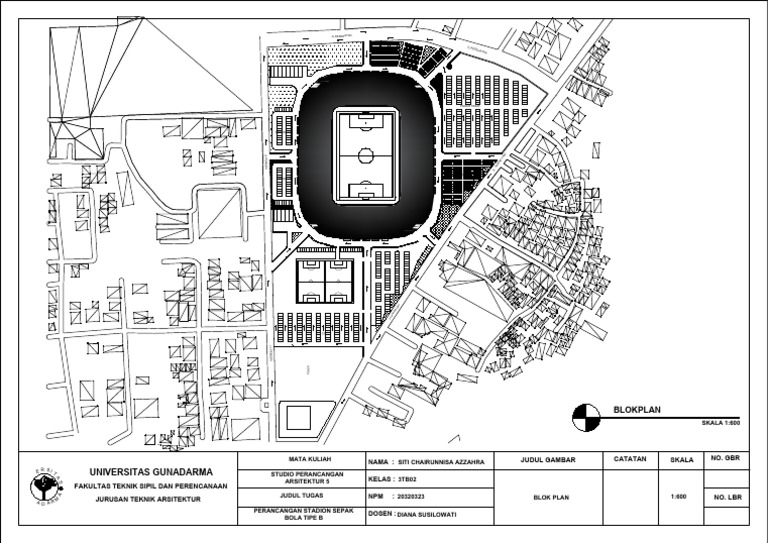 Blok Plan Stadion Sepak Bola Tipe B | PDF