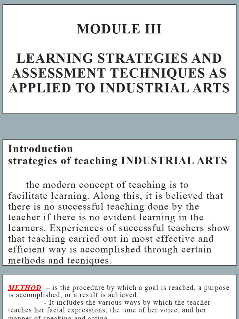 MODULE 3 Learning Strategies and Assessment Techniques As Applied To IA | PDF | Art