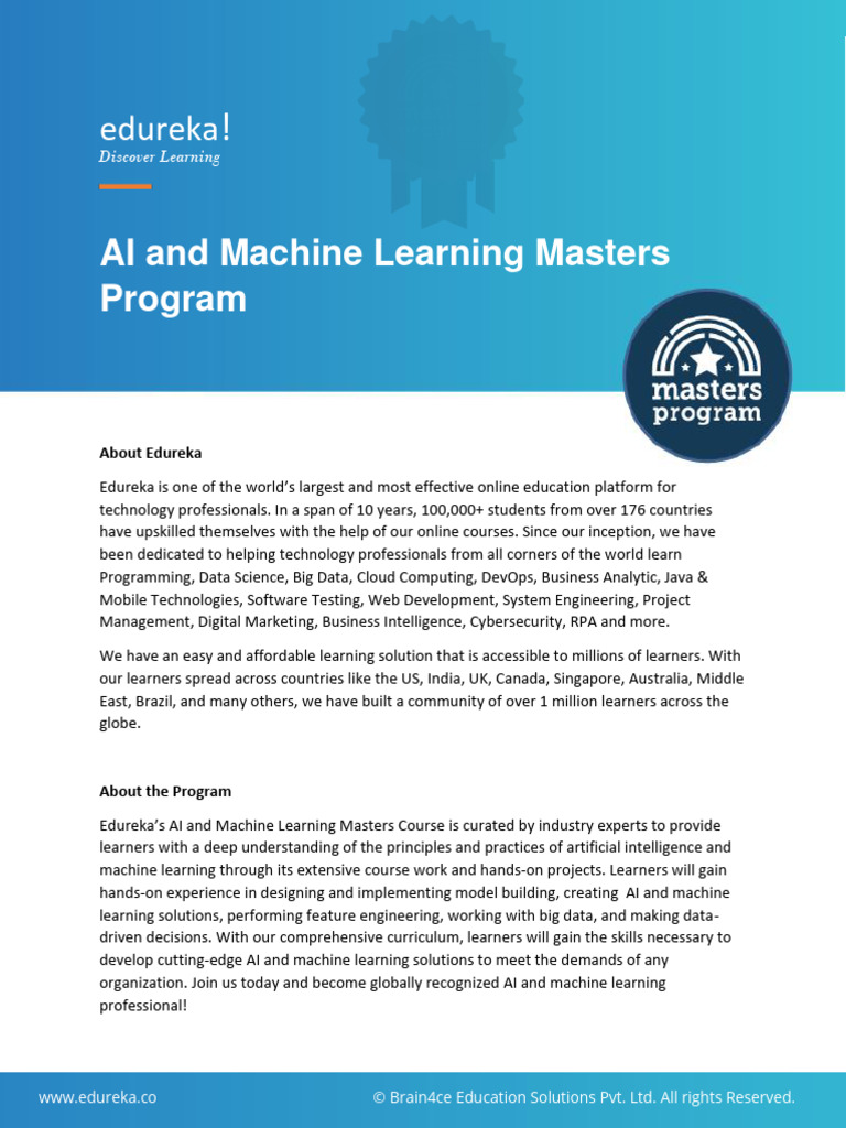 Edureka Training - AI and Machine Learning Masters Course | PDF | Technology & Engineering