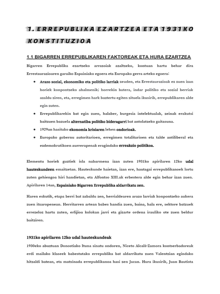 Segunda Republica Española (En Euskera) | PDF