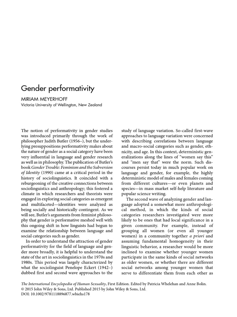 Gender Performativity | PDF | Gender | Gender Studies