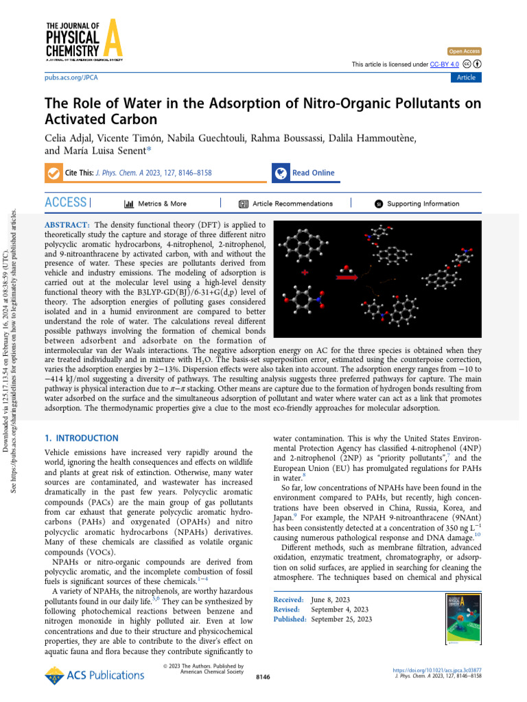Water's Impact on Nitro Pollutant Adsorption | PDF | Adsorption ...