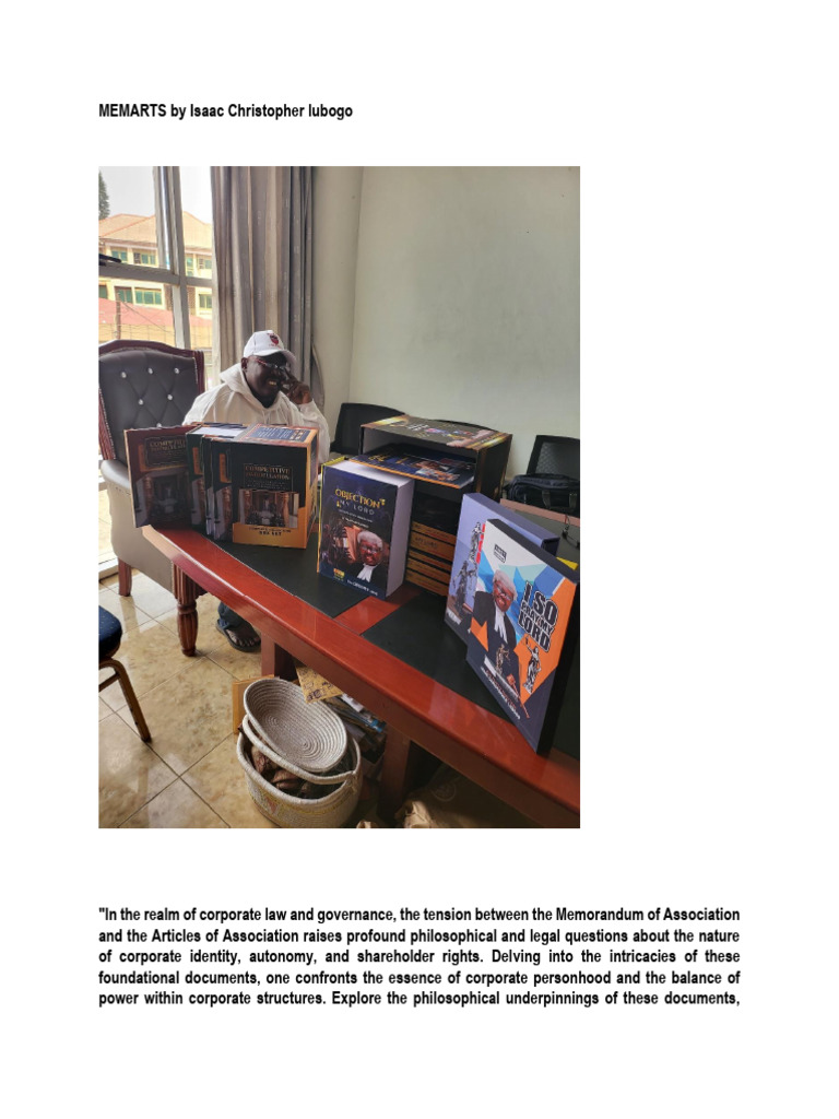 MEMARTS by Isaac Christopher Lubogo | PDF | Articles Of Association | Governance