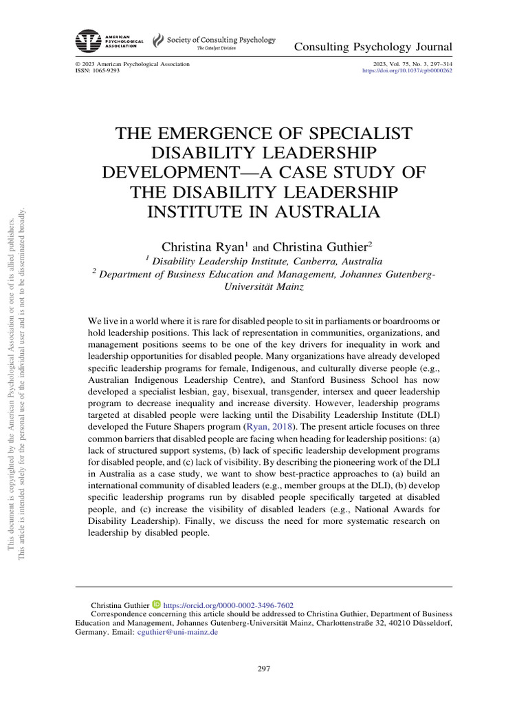 The Emergence of Specialist Disability Leadership Development - A Case ...