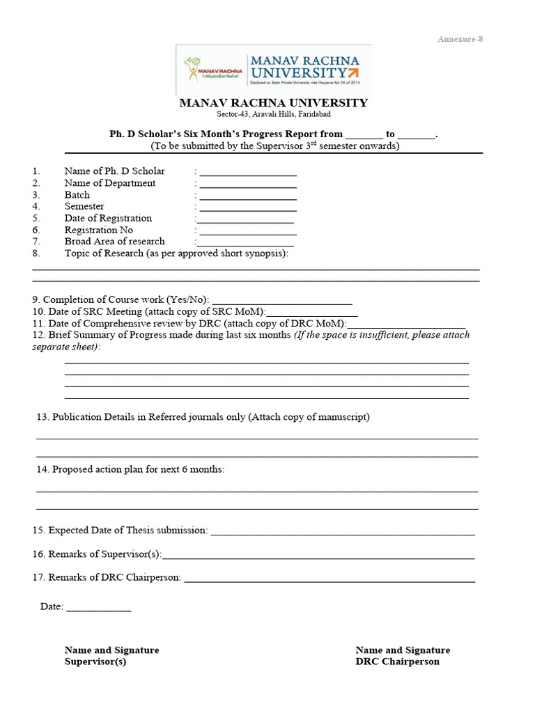 A 8 Semester Progress Report | PDF | Written Communication