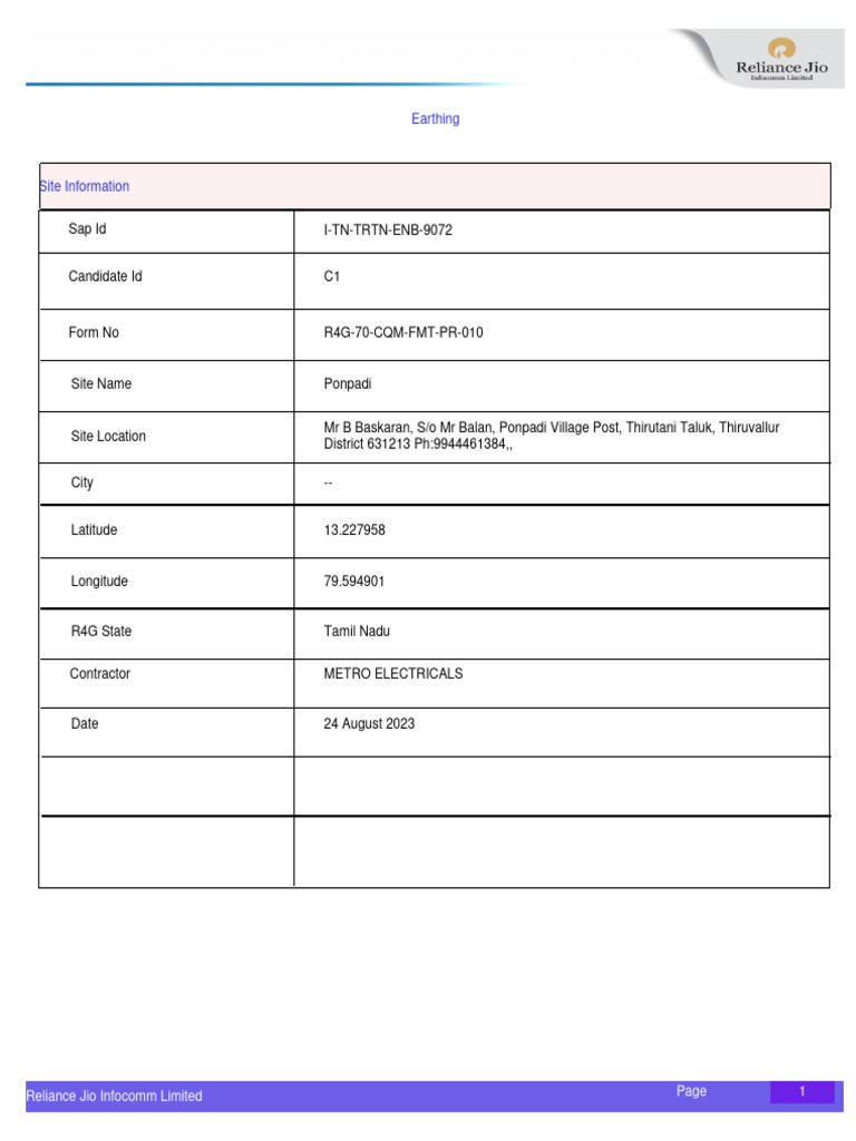 Inspection Report - Earthing | PDF | Applied And Interdisciplinary ...