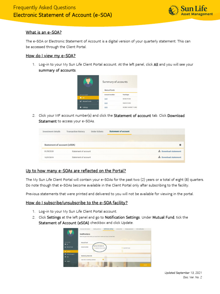 Frequently Asked Questions - Electronic Statement of Account | PDF | Software | Computing