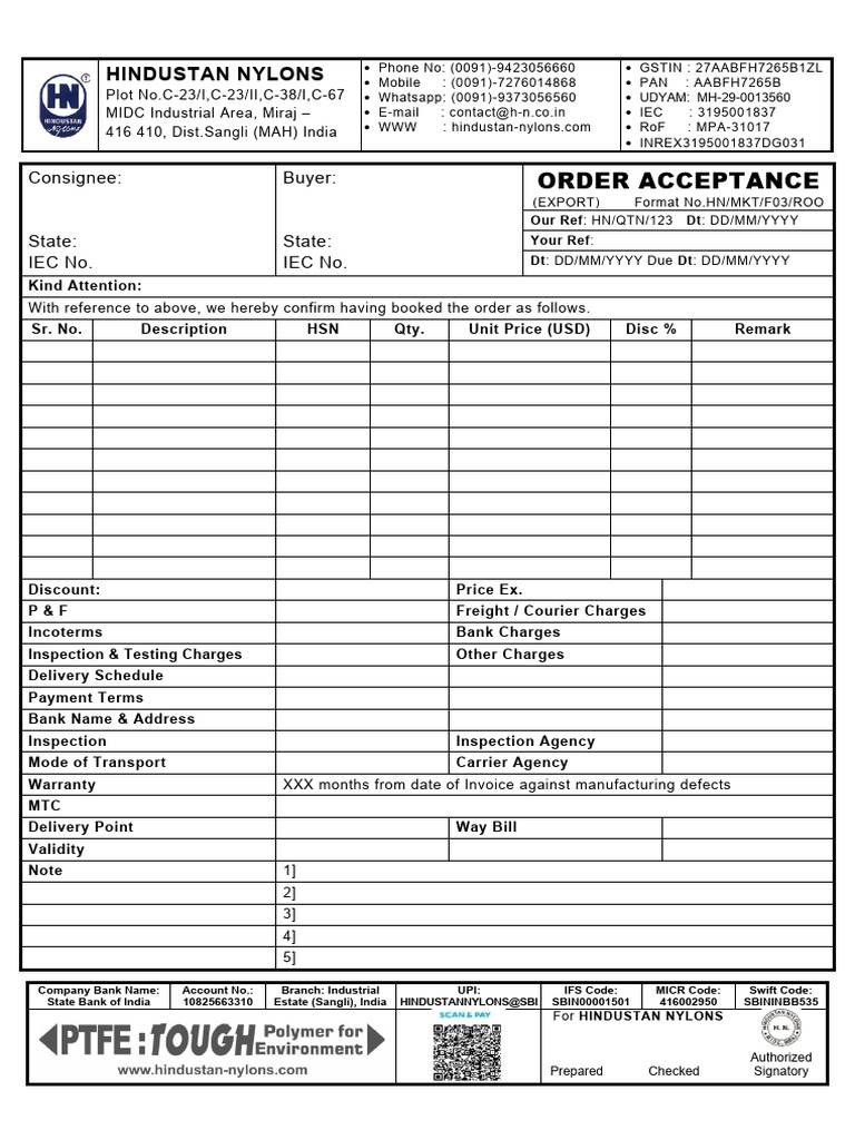 A.4 - Order Acceptance - Export | Download Free PDF | Business Law ...
