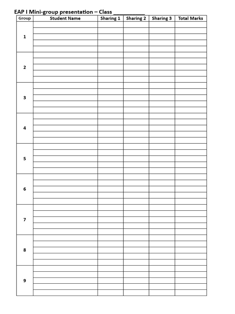 Mini-group Presentation Mark Sheet (1) | PDF