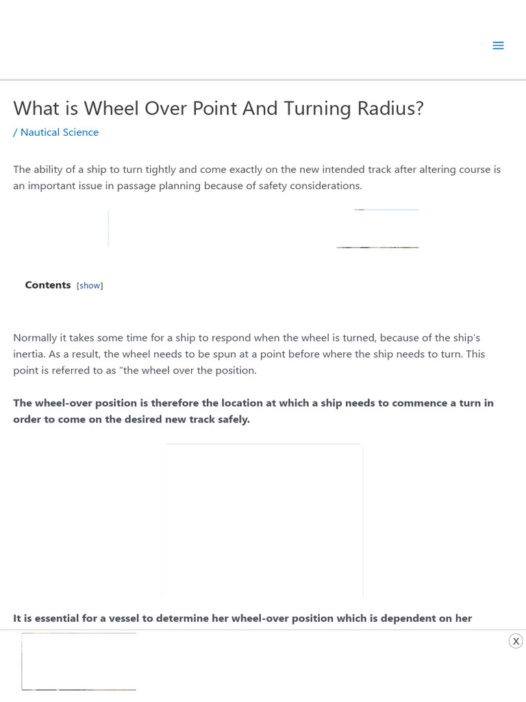 What Is Wheel Over Point and Turning Radius - Maritime Page | Download ...