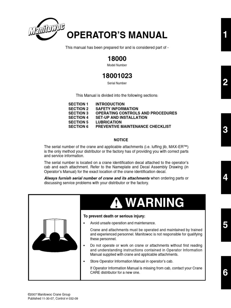 Operator Manual | PDF | Crane (Machine) | Manufactured Goods