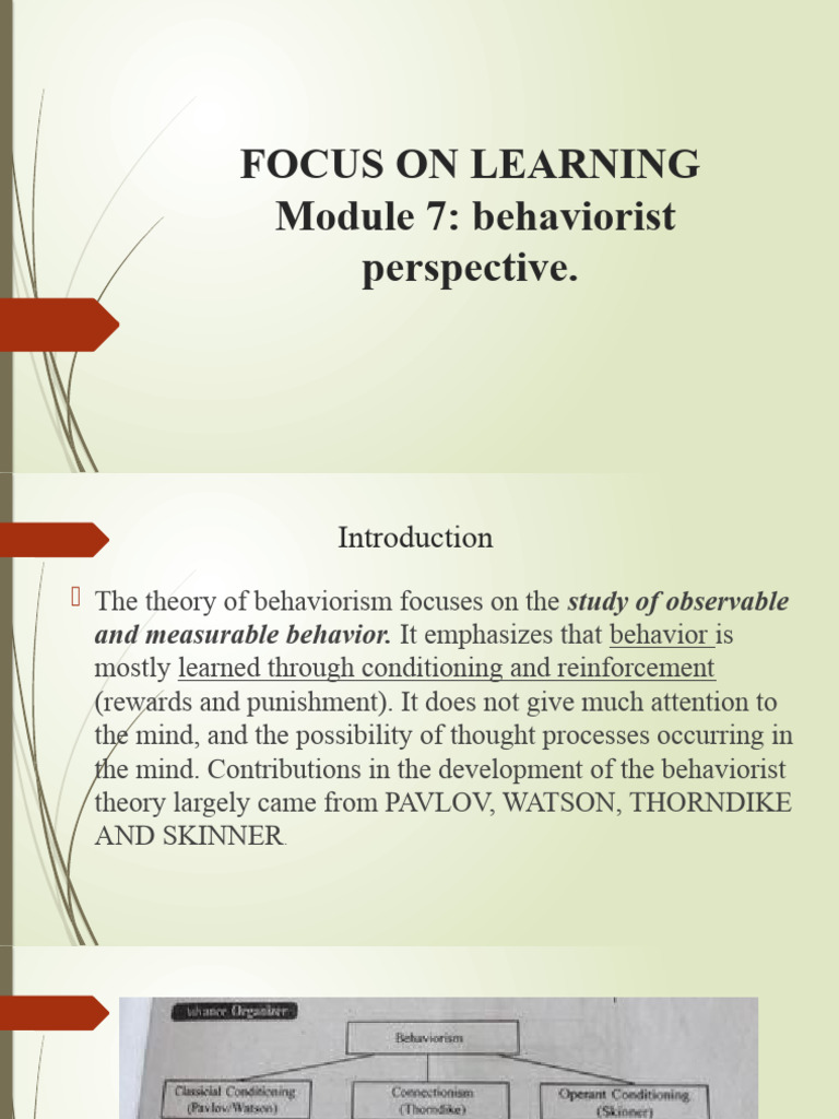Behaviorism: Key Theories and Concepts | PDF | Self-Improvement