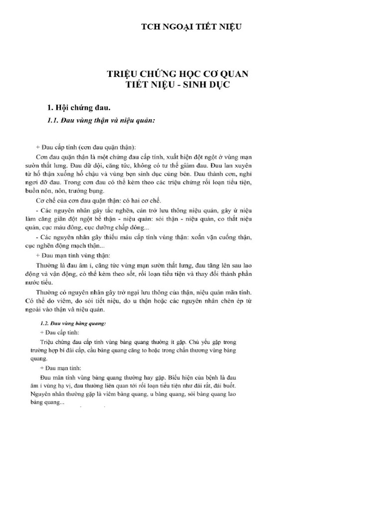 TCH NGOẠI TIẾT NIỆU | PDF