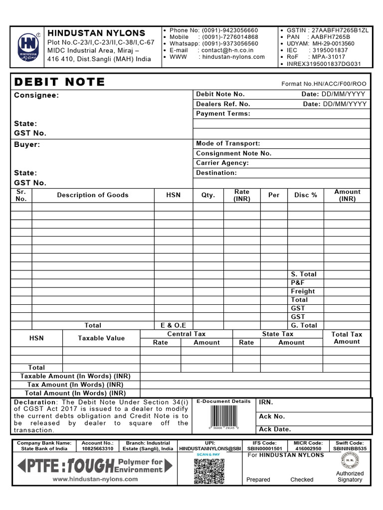 E.35 - Debit Note | PDF | Service Industries | Financial Services
