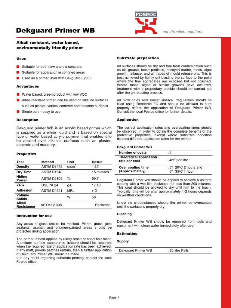 Dekguard Primer WB | PDF | Concrete | Industrial Processes