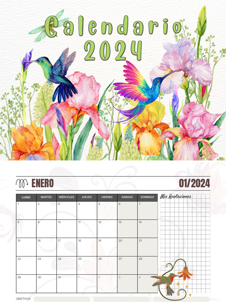 Calendario A3 Flores | PDF | Calendario | Unidades de medida