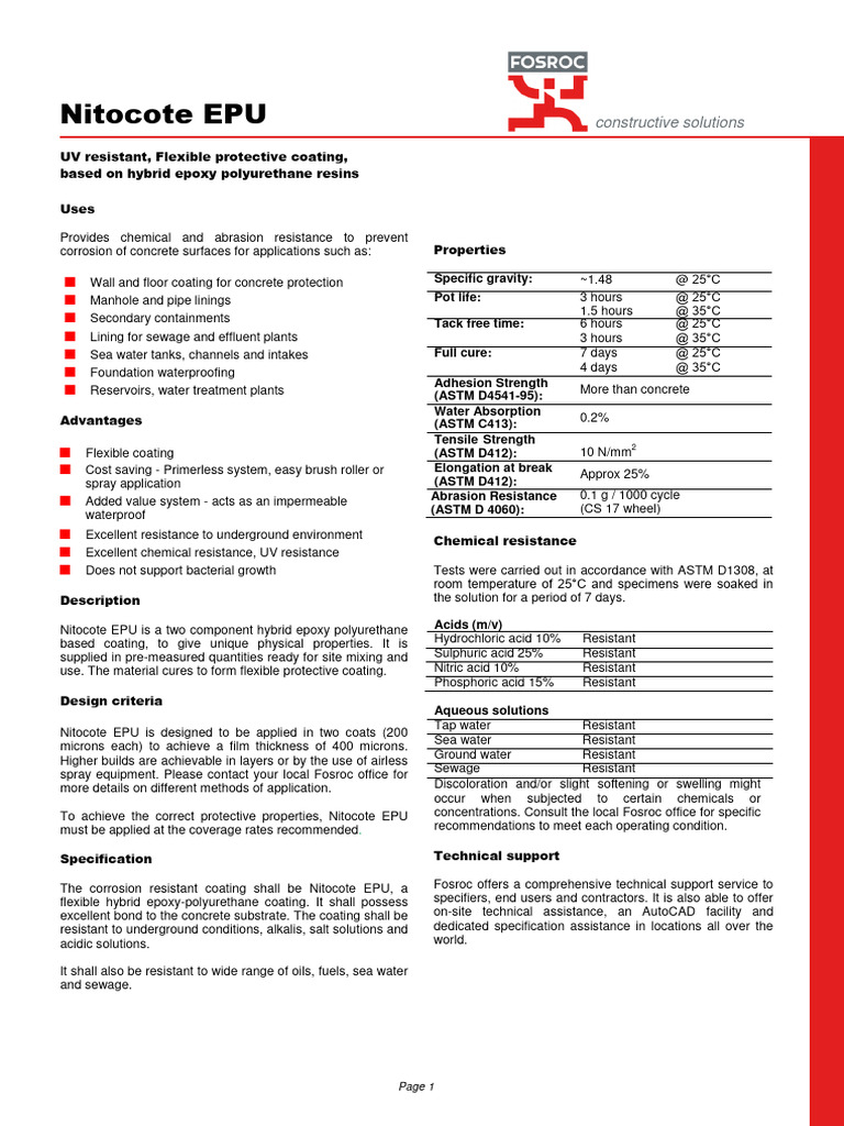 Nitocote Epu | PDF | Concrete | Epoxy