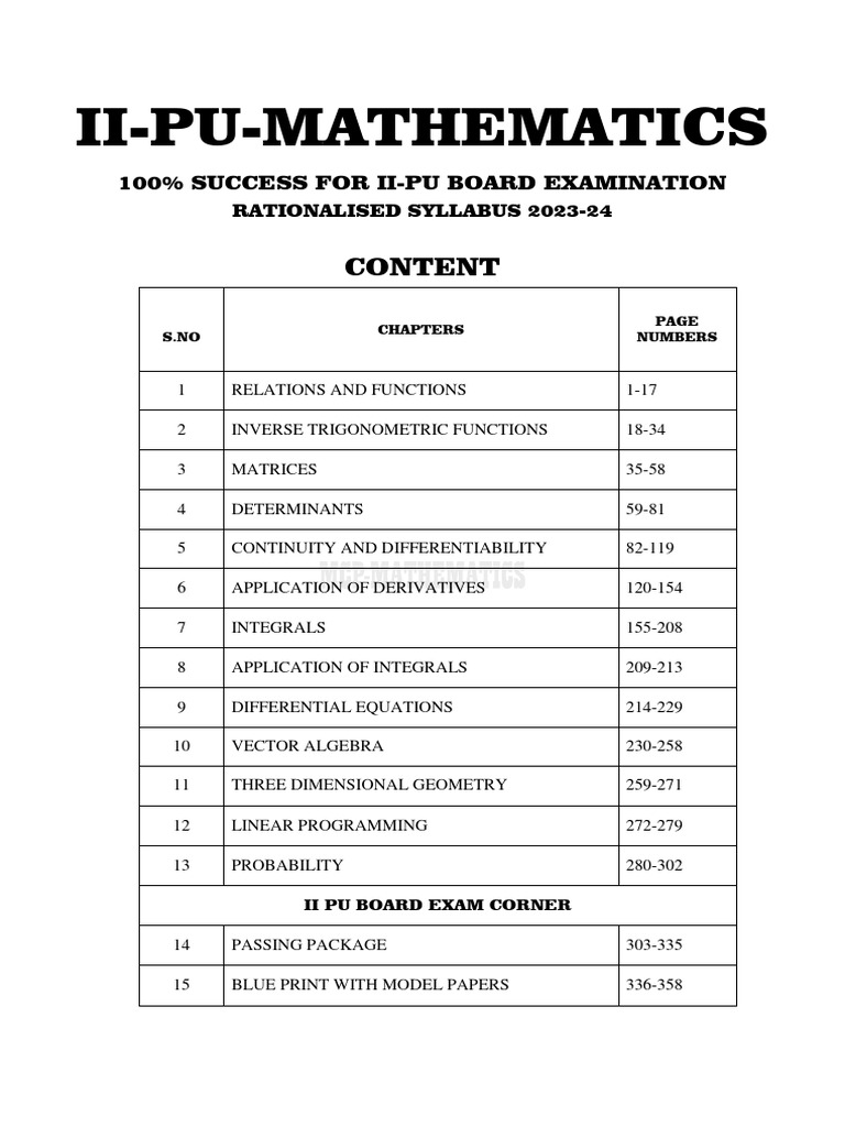 MCP Maths 2024-25 | PDF | Function (Mathematics) | Integral
