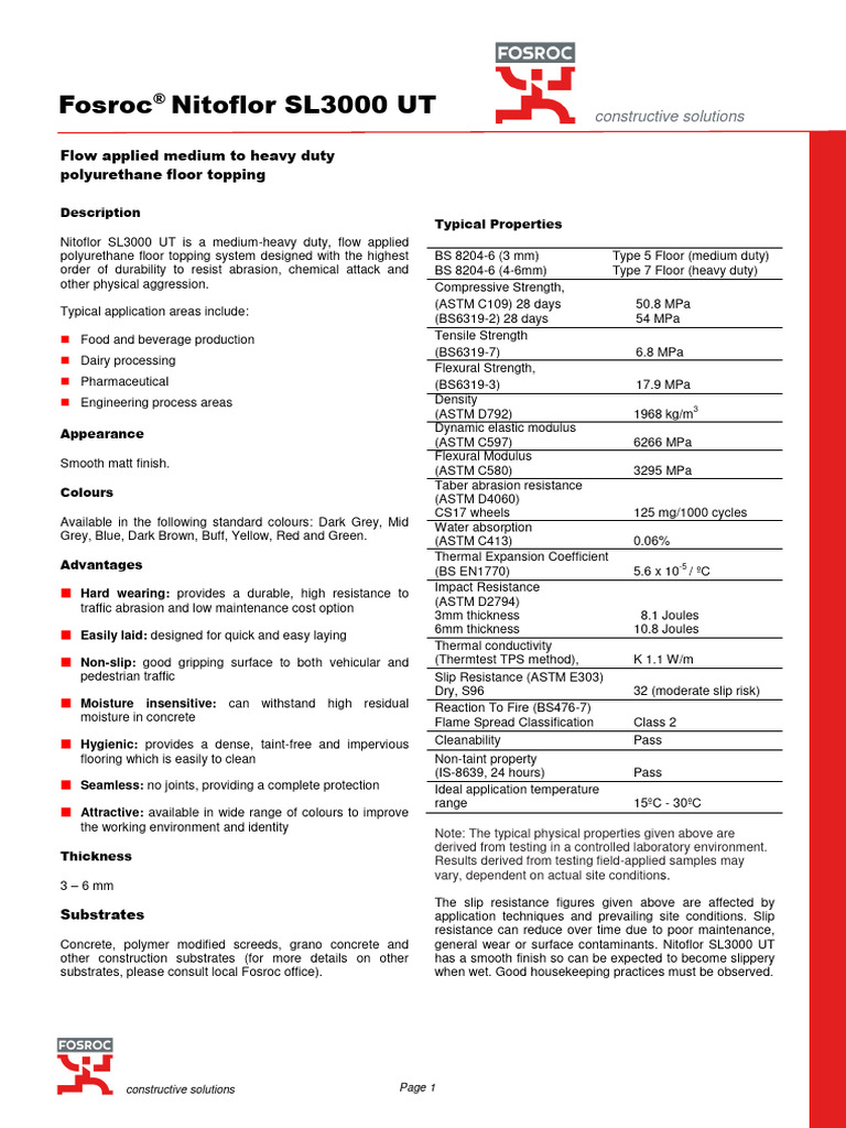 Fosroc Nitoflor SL3000 UT | PDF