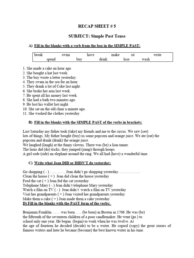 5eme Recap Sheet 5 | Download Free PDF | Benjamin Franklin