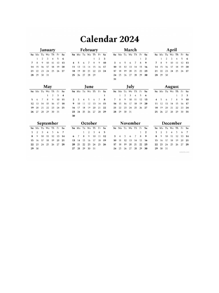 Printable Calender 1 2024 | PDF