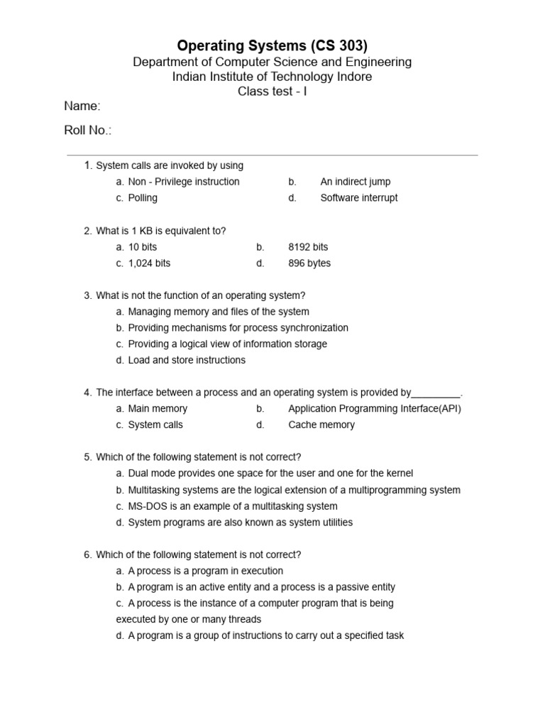 Operating Systems (CS 303) | PDF | Games & Activities | Technology & Engineering