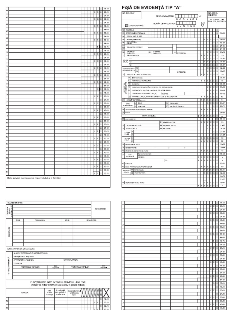 Fisa de Evidenta Tip A | PDF