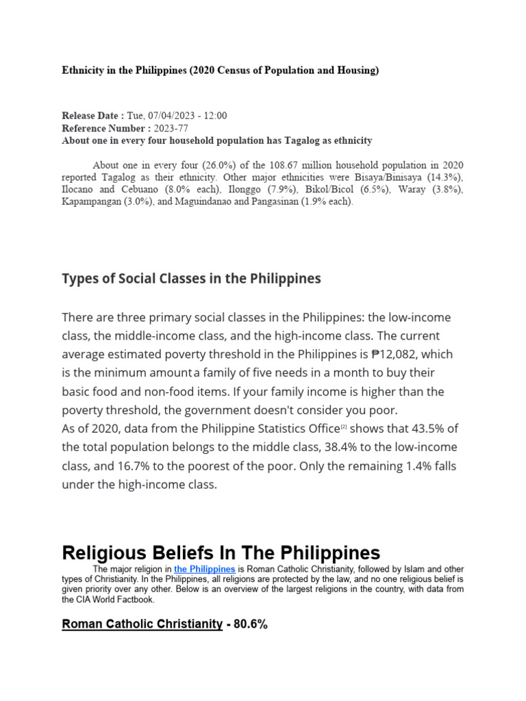 Ethnicity in The Philippines | PDF