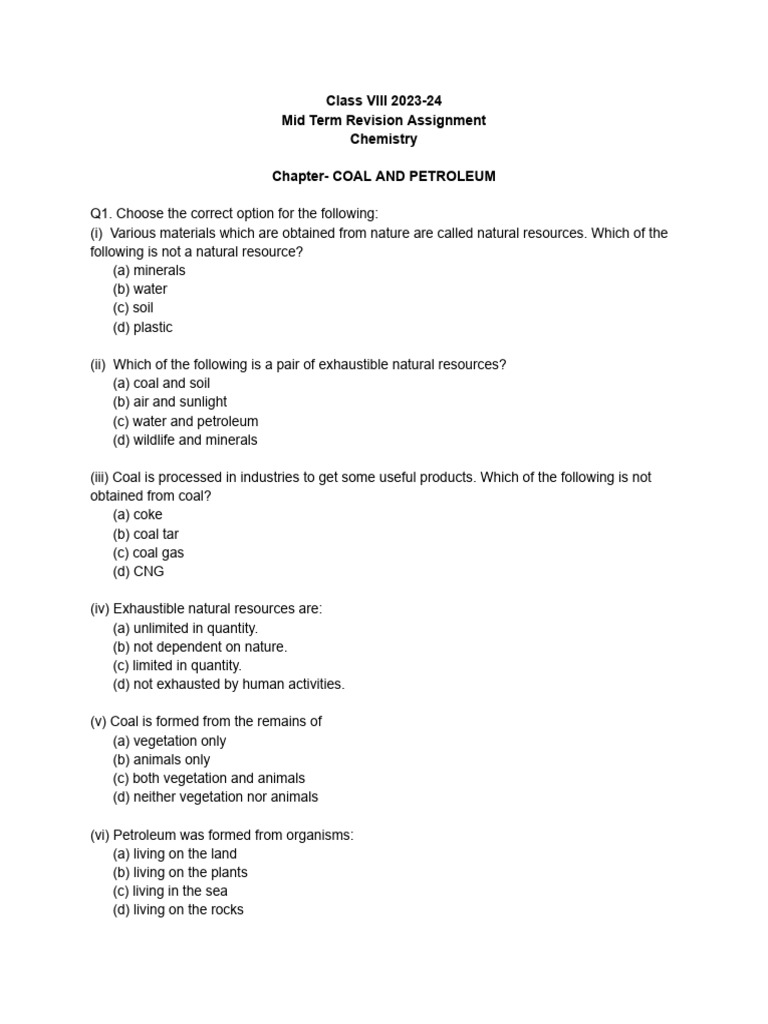 Class Viii Chemistry Mid Term Revision Pdf